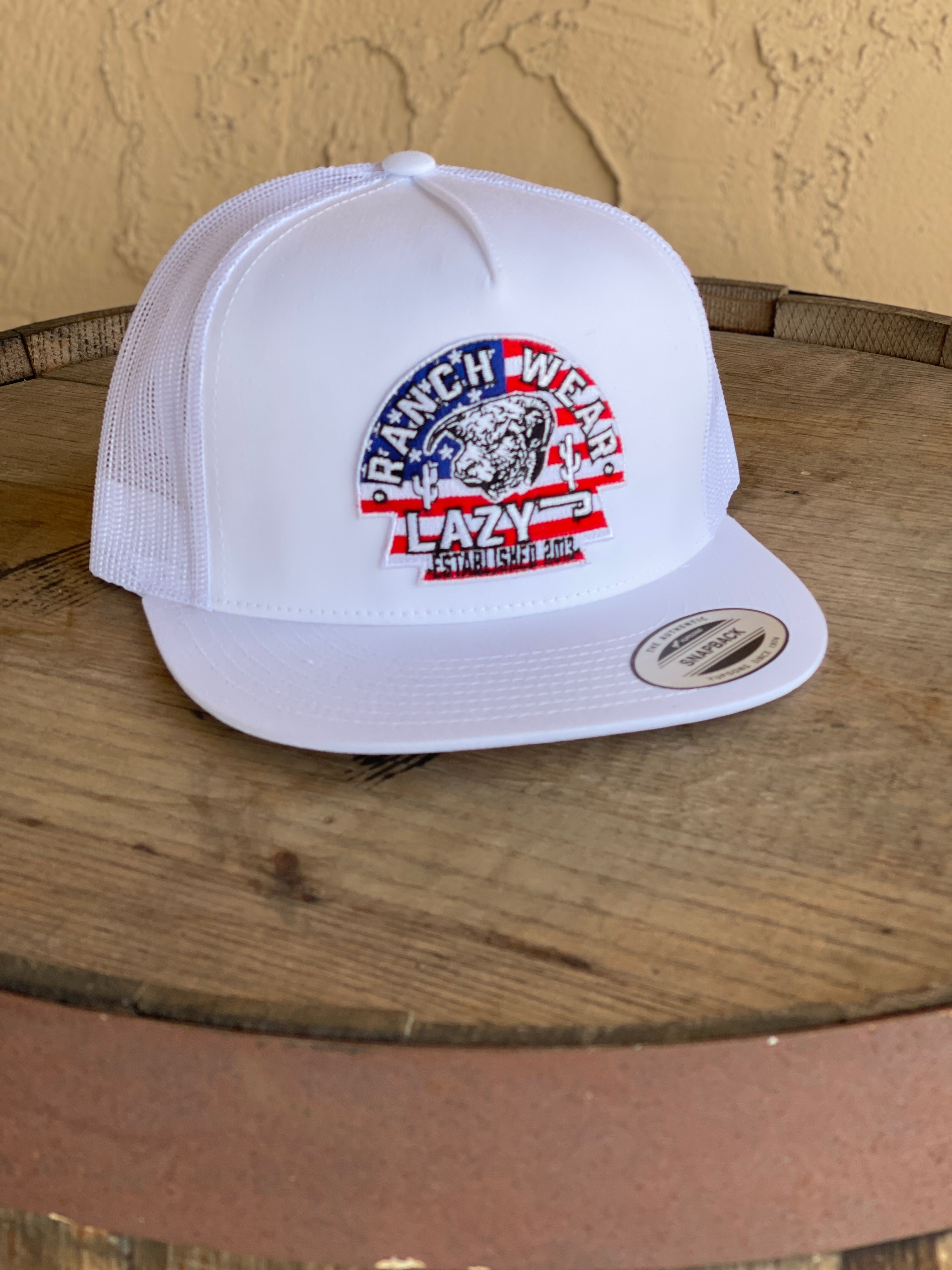 Lazy J Ranch Wear White & White 4" USA Arrowhead Cap – Lazy J Ranch ...