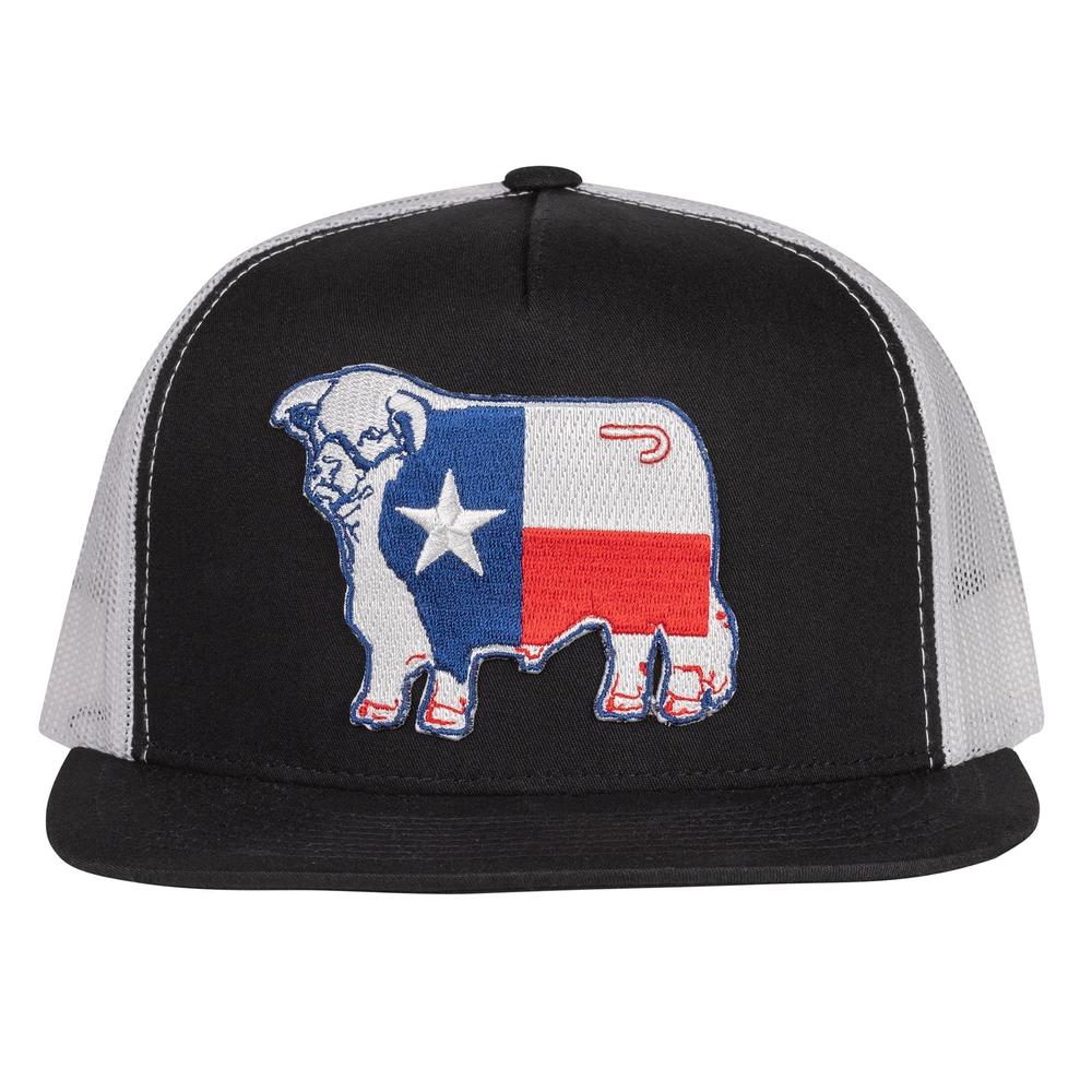 Lazy J Ranch Black & White Texas Bull Classic Five Panel Trucker Hat ...