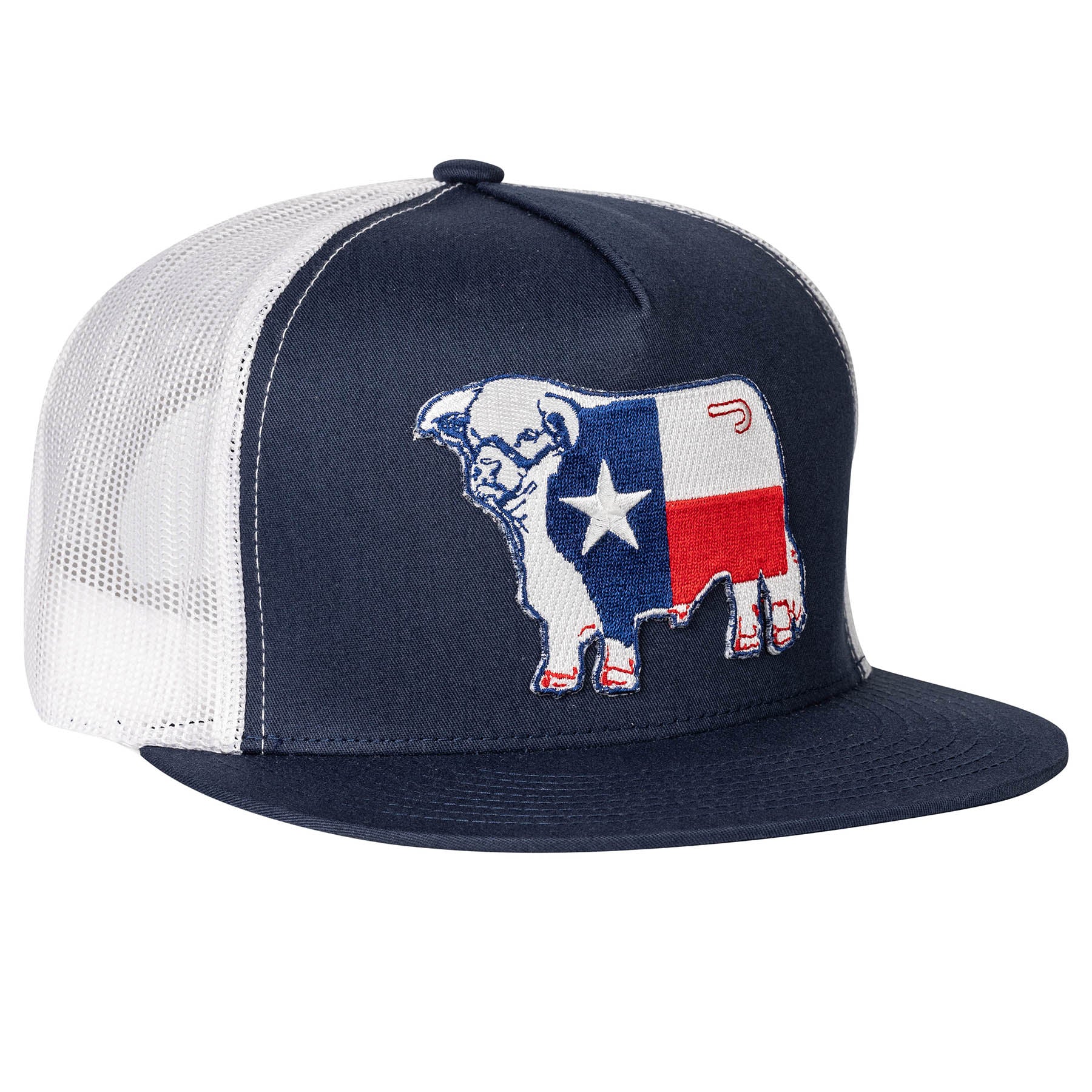 Lazy J Ranch Navy & White Texas Flag Bull Classic Five Panel Trucker H ...