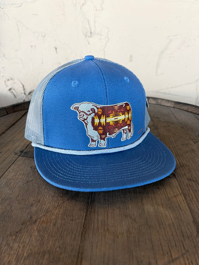 Lazy J Ranch Wear Blue & Grey 4" Apache Hereford Bull Cap – Lazy J ...