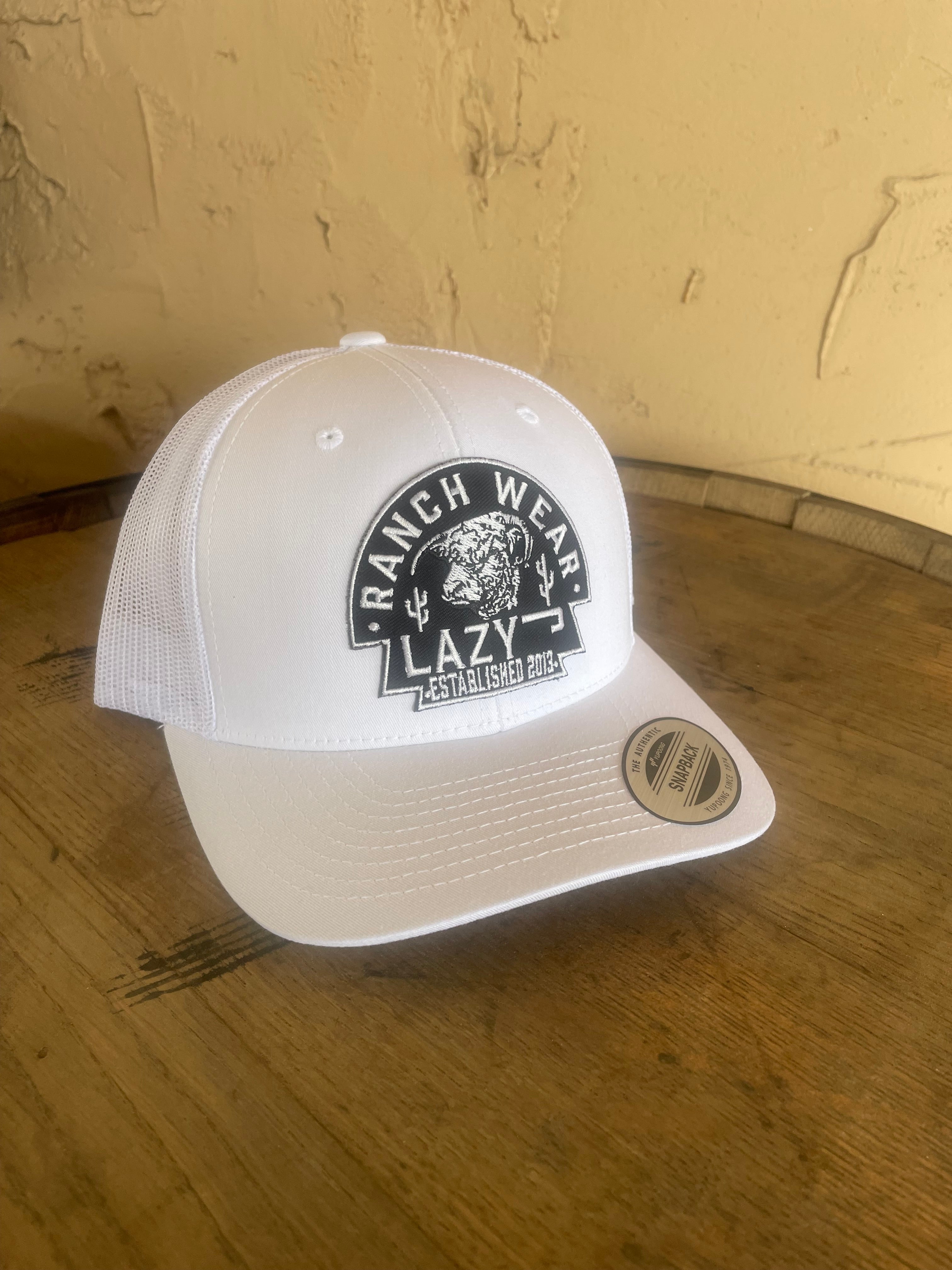 Lazy J Ranch Wear White & White 3.5" Black Arrowhead Cap – Lazy J Ranch ...