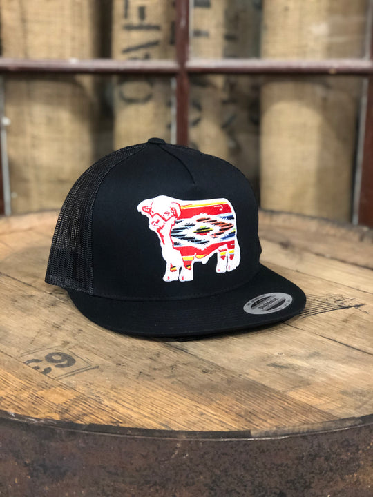 Lazy J Ranch Wear Black & Black 4" Serape Bull Cap – Lazy J Ranch Wear ...